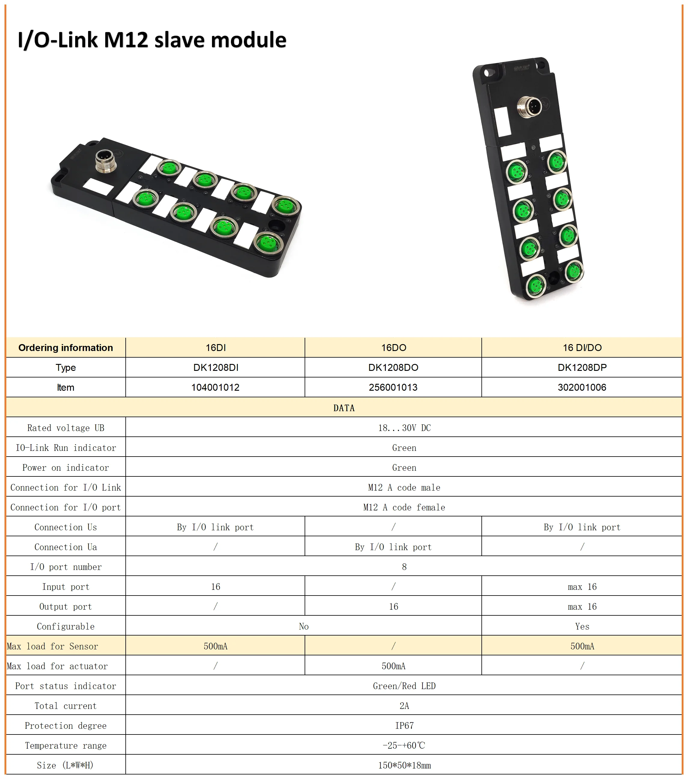SVLEC IP67 16 DI DO M12 Slave Station for Io-Link Control
