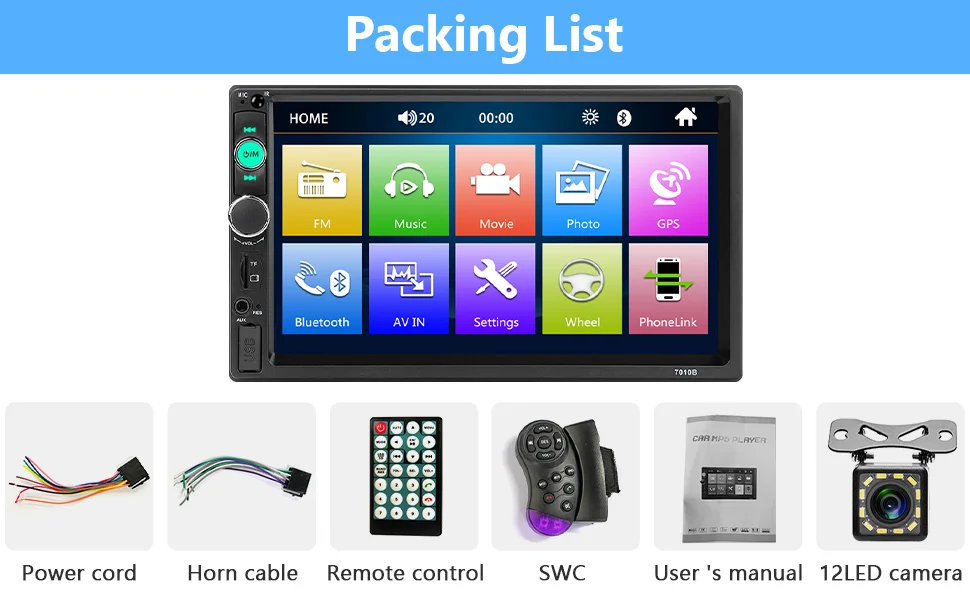 2din 7 Inch Touch Screen Car Radio With Bluetooth Apple/android Carplay ...