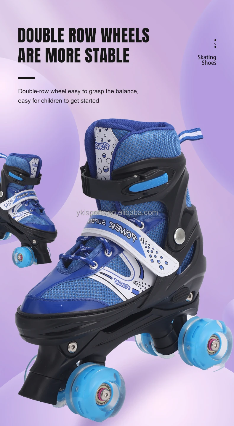 Roller Skates Quad Blue Kids Adult Quad Roller Skates Big Wheels Roller ...