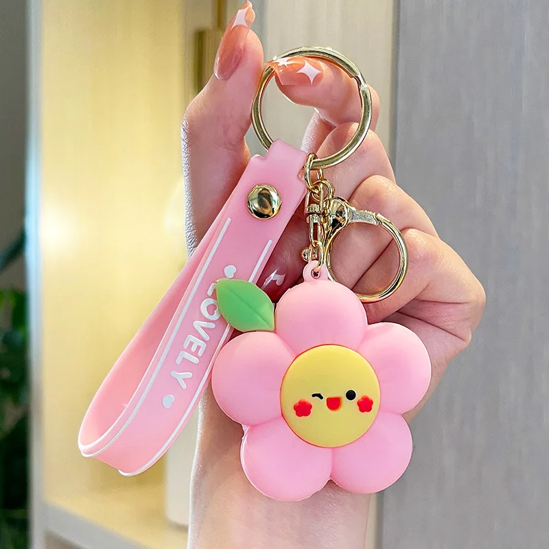 Kawaii Flower Keychain Creative Cute 3d Cartoon Plastic Keychain ...