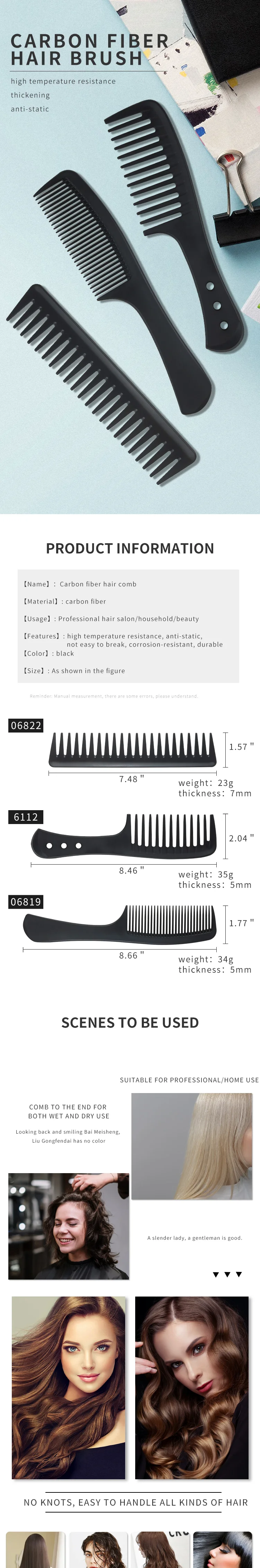 Durable and Anti Static Wide Teeth Comb Set Cheap Personalized Flat ...