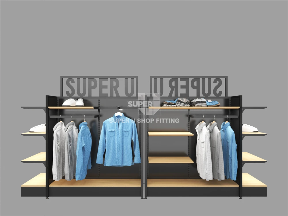 Gondola Retail Shelf with LED Lights - Wood Display Stand for Shopping ...