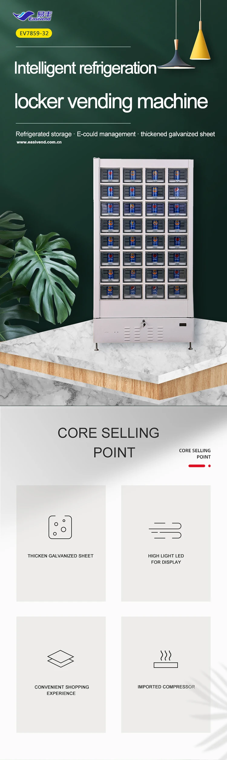 Unmanned Locker Vending Chicken Vending Machine with Refrigerator System