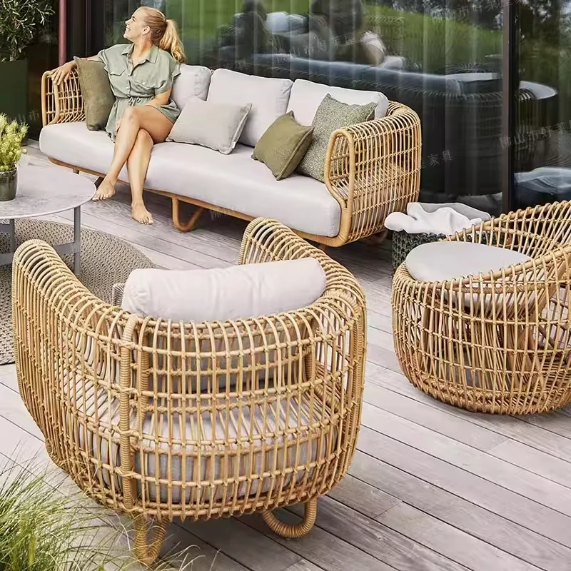 Roydi Cheap Stock Outdoor Rattan Furniture Cover Garden Set Patio Rattan Sofas Waterproof Modern Sofa Set Furniture Living Room