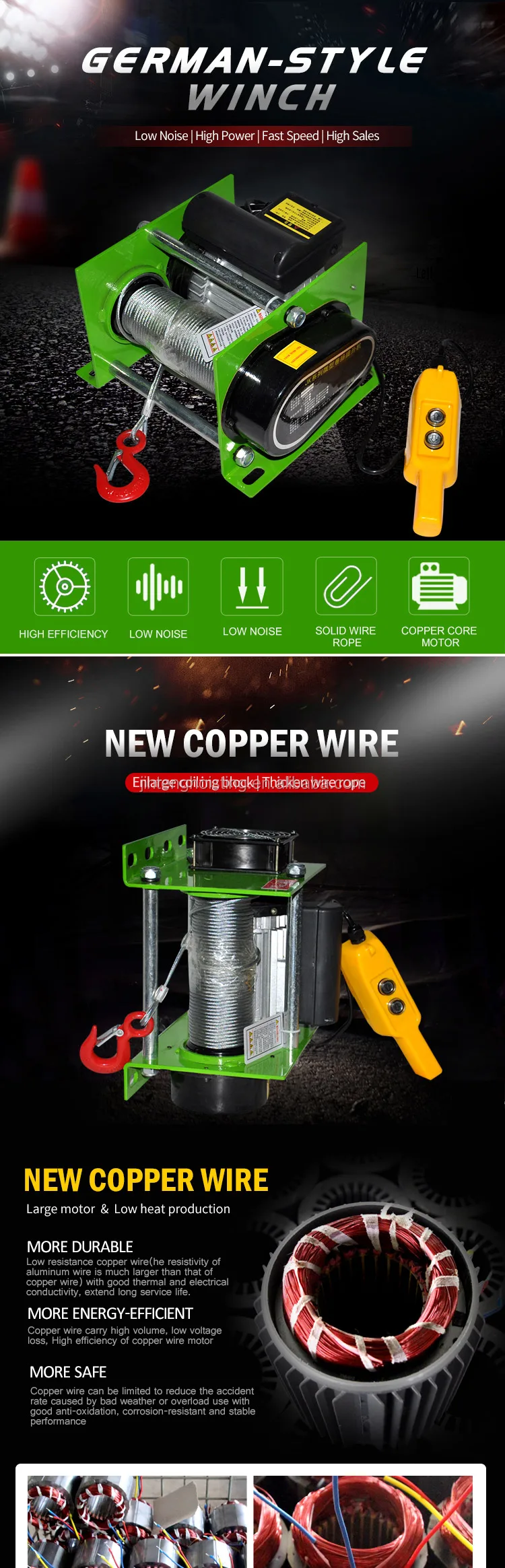 Lift Crane 220lb Electric Hoist Winch 110 Volt Winch With Remote ...