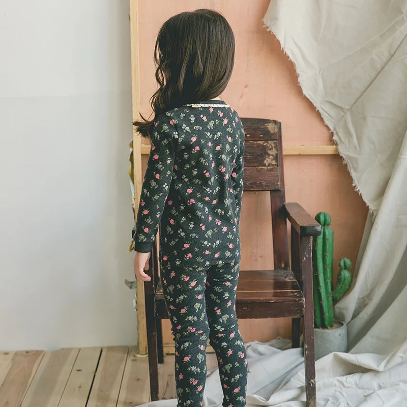 Cozy Cotton Floral Printed Long Sleeve Sleepwear Girls Kids Pajamas ...