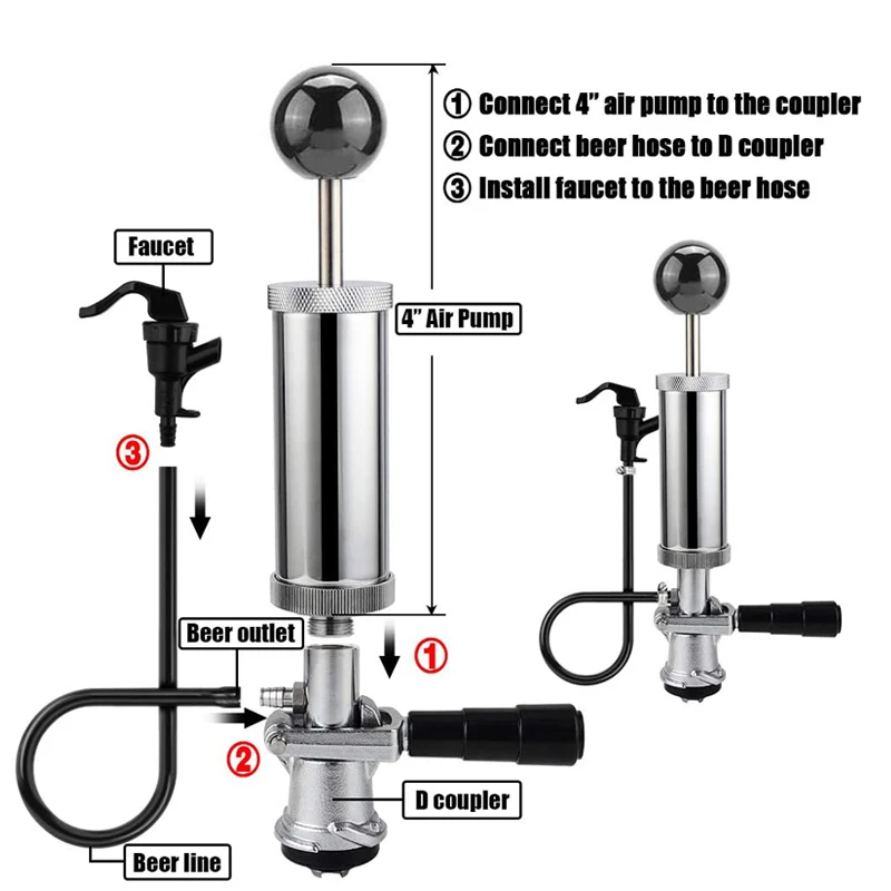 4 Inch Picnic Pump Keg Party Pump,American D System Beer Barrel Faucet ...