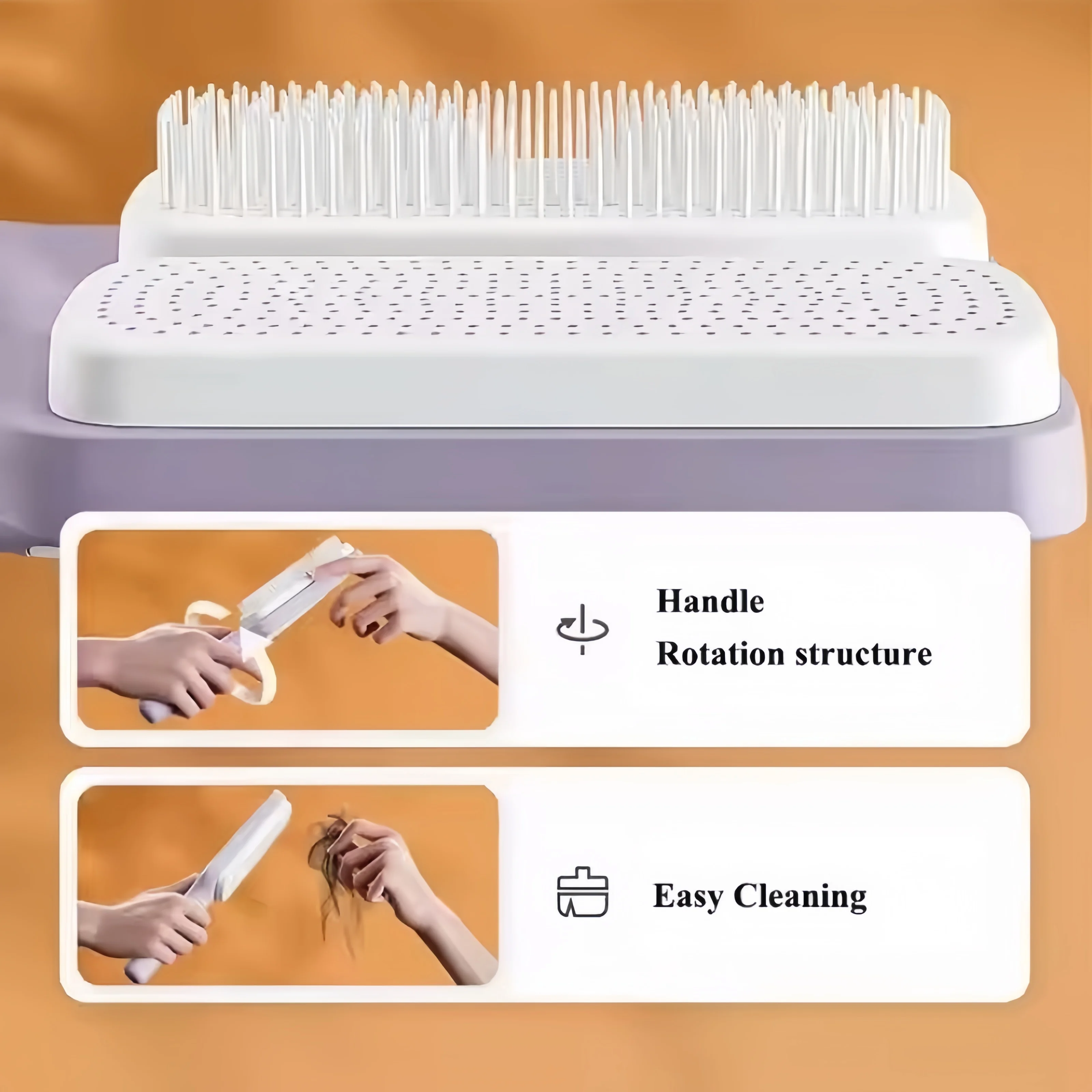Customize Logo Self Cleaning Hair Brush - Scalp Massage Comb