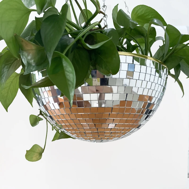 Handmade DIY Disco Mirror Ball Planter Pot – Reflective Indoor/Outdoor ...