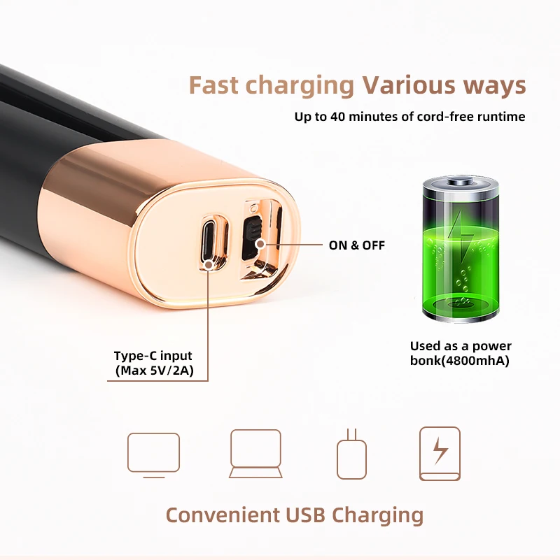 Custom Logo USB Charging Portable Hair Curler Straightener