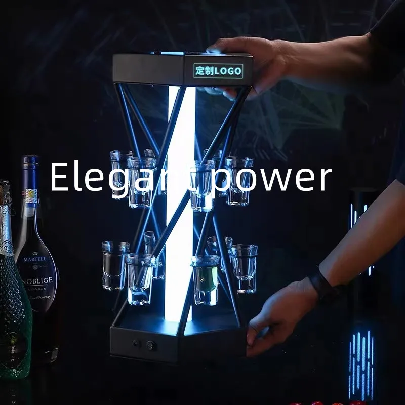 LED Lighted Acrylic Rotating Shot Glass Flight Tray