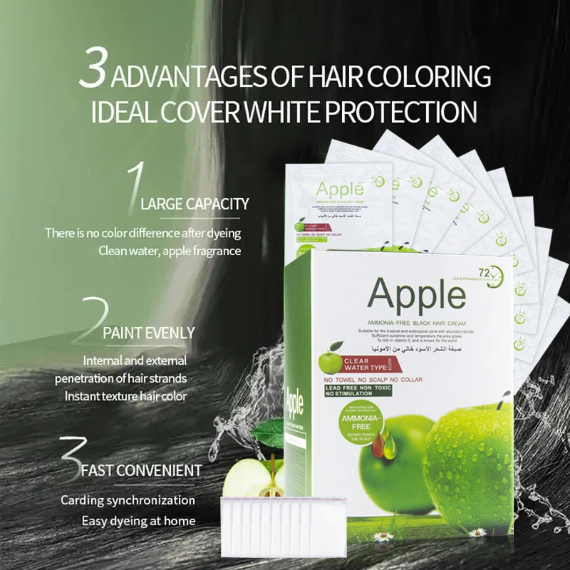 Natural Colour Permanent Black Colour Permanent Bubble Apple Plant Hair ...