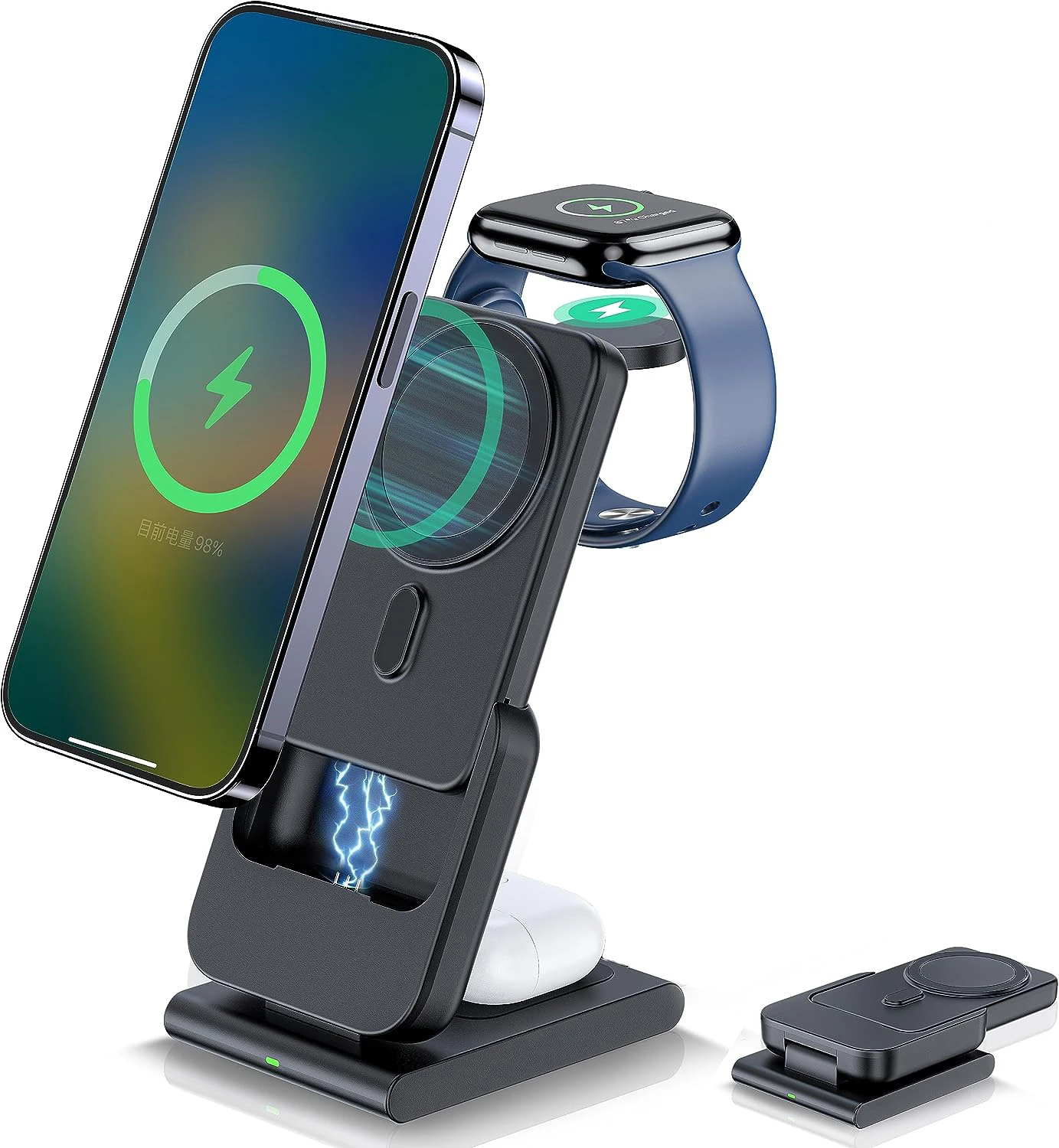 Wireless Charging Station 5000mah Wireless Power Bank 15w Magnetic ...