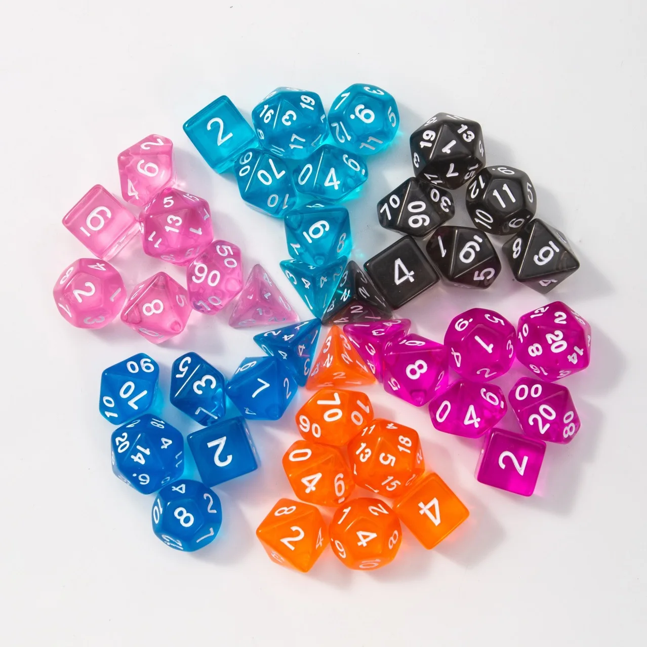 7pcs Acrylic Rpg Games Polyhedral D20 Color Transparent Dnd Dice Set ...