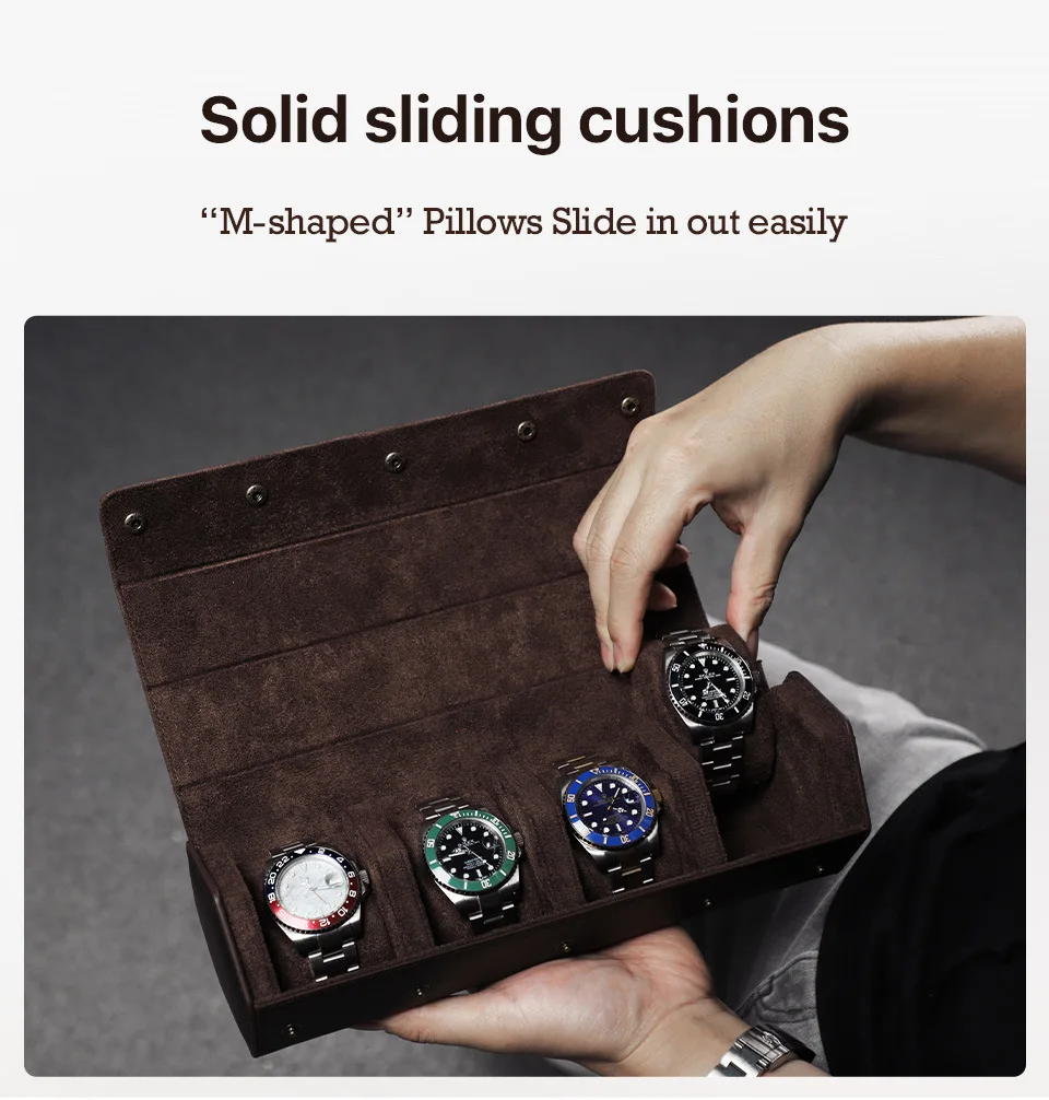 Accept Engraved Hexagonal Design Genuine Leather Watch Storage Box ...