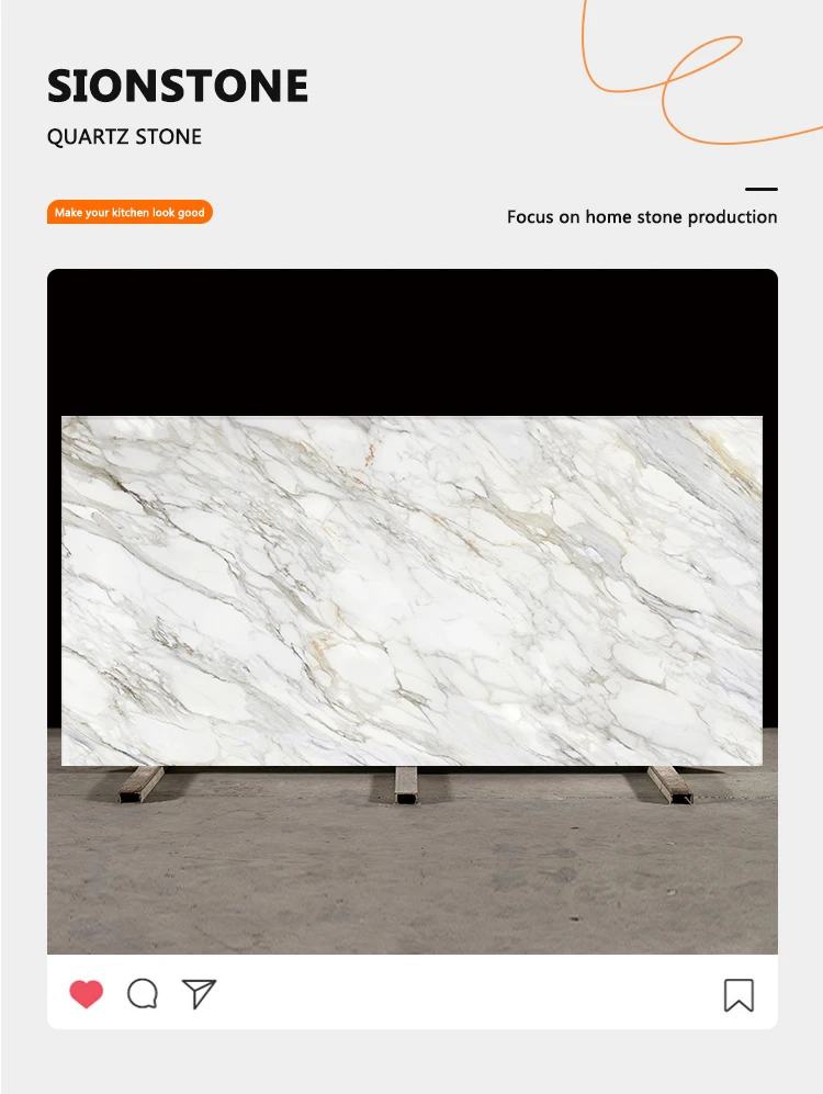 Calacatta White Marble Grey Vein Big Slab - Durable Quartz