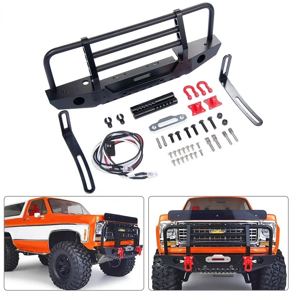 Front Bumper Adjustable with Winch Mount & LED Light for TRX4 Bronco ...