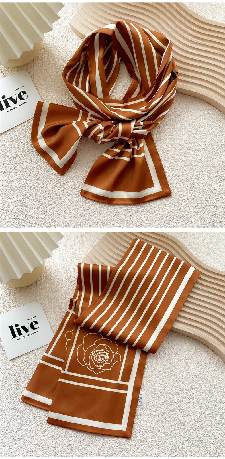 Hb0616 Fashion Long Scarf Women Narrow Neckerchief Tie Package Belt ...