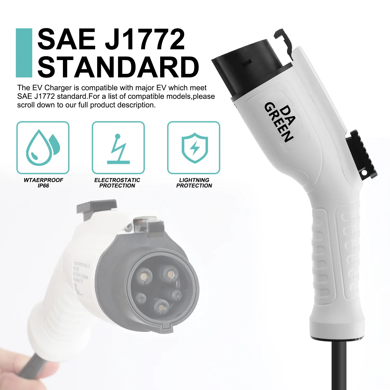 American Standard Sae J1772 Ev Charging Gun 16a 32a 40a Type 1 Plug ...