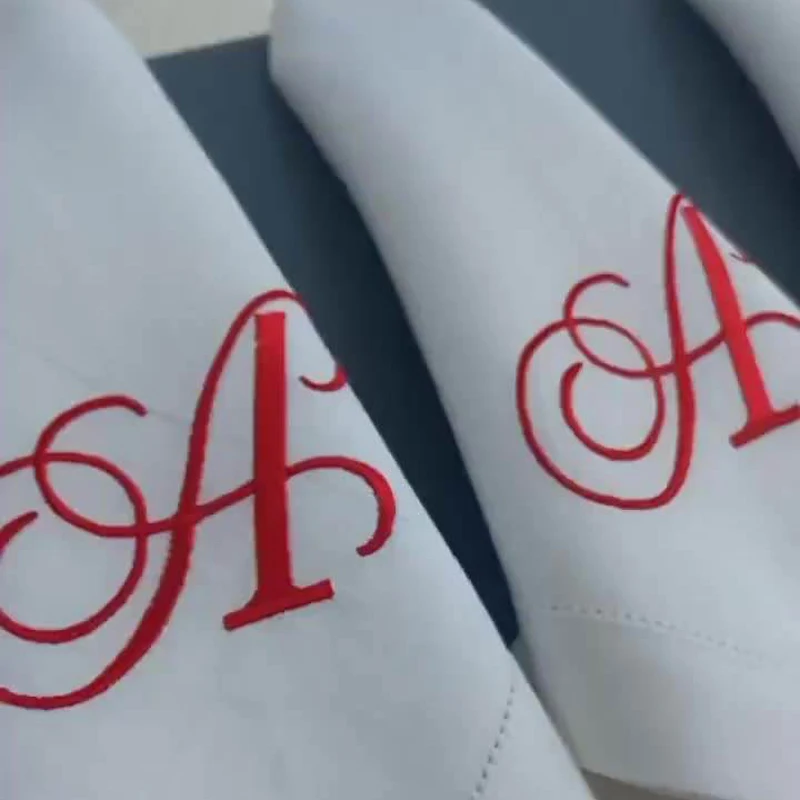 Wholesale Wedding Custom Monogram Cotton Table Custom Linen Napkins ...