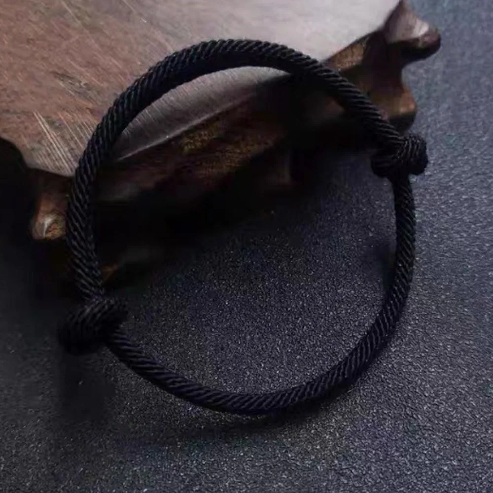 Hand Woven Black and Red Milan Rope Bracelet - Adjustable