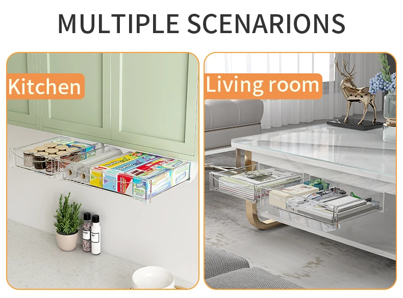 Attachable Under Desk Storage Drawer Large Self-adhesive Hidden Pencil ...