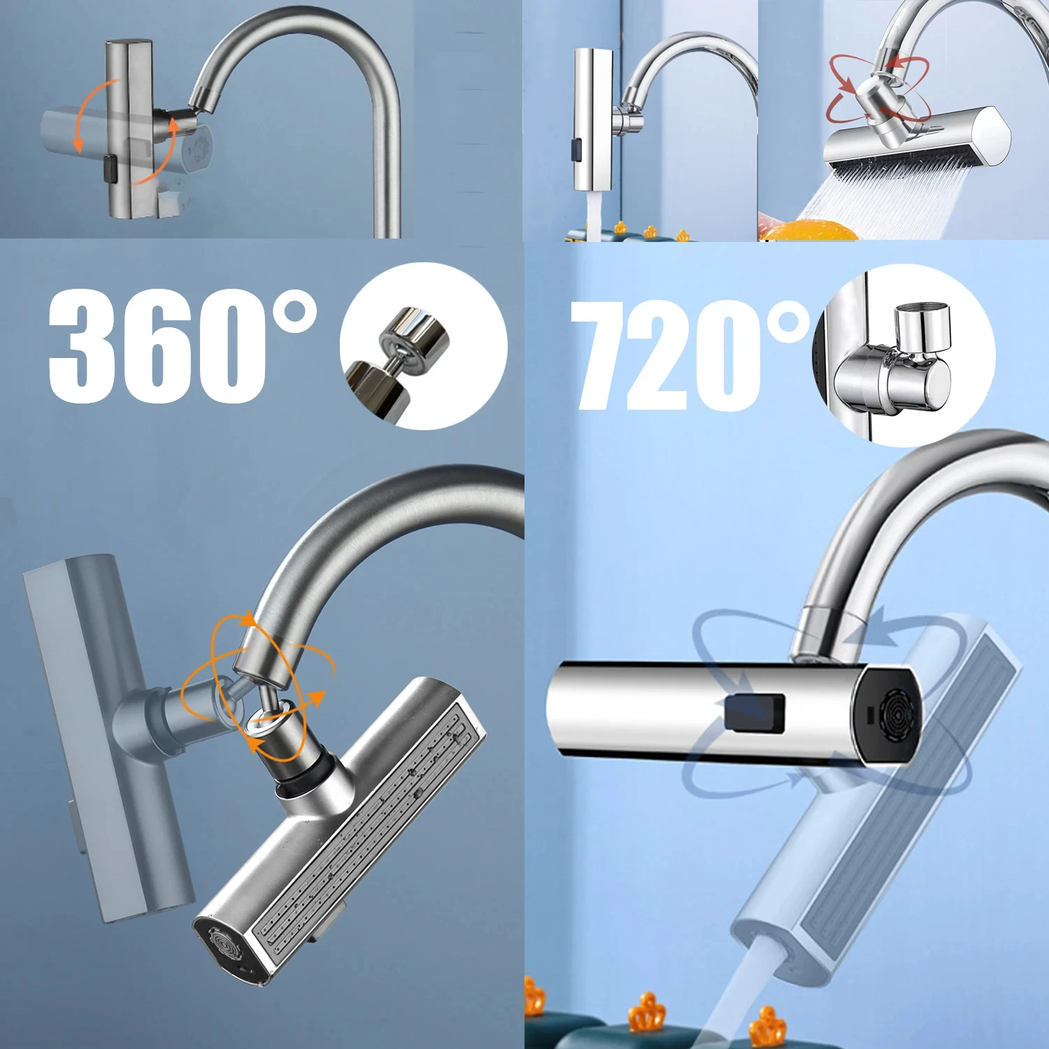 Waterfall Faucet Extension Adapter Sprayer 360 Swivel