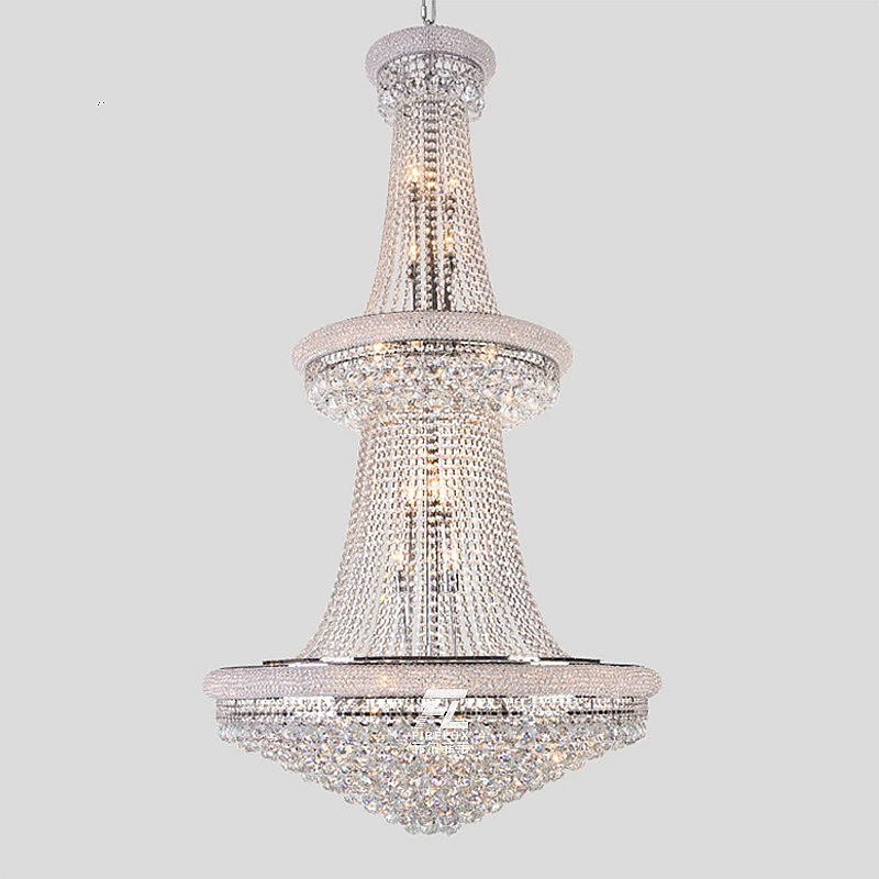 Lustre Cristal Modern Stair Chandelier - Luxury Gold Crystals