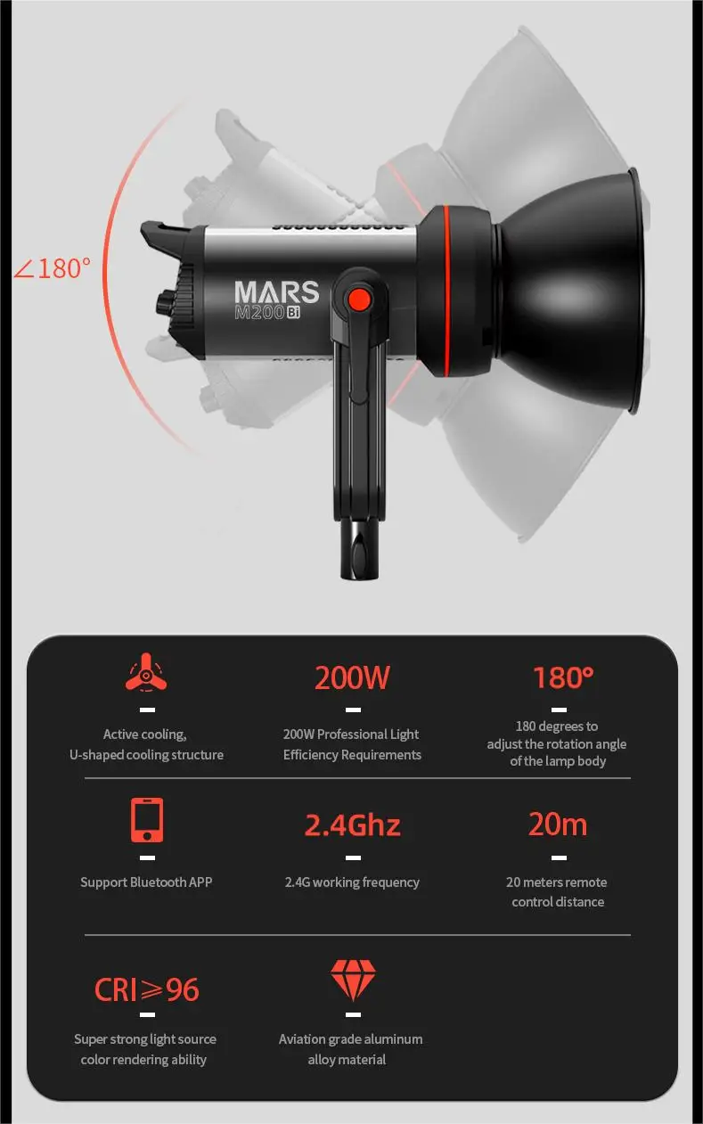 Triopo Mars 200bi 3200k-5600k Aurora Cob Led Video Light - Buy Triopo ...
