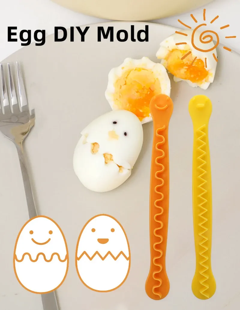 2pcs Fancy Cooked Eggs Cutter Cute Eggshell Shape Making Boiled Eggs ...