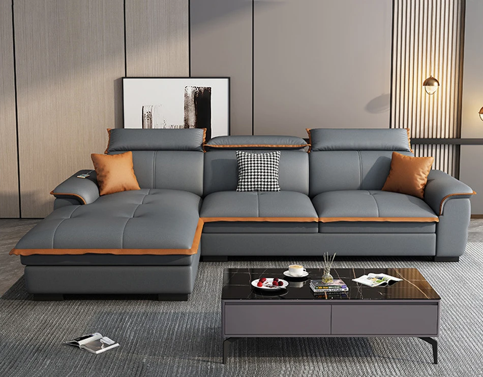 Luxury Microfiber Fabric Sofa - Modern Family Room Design