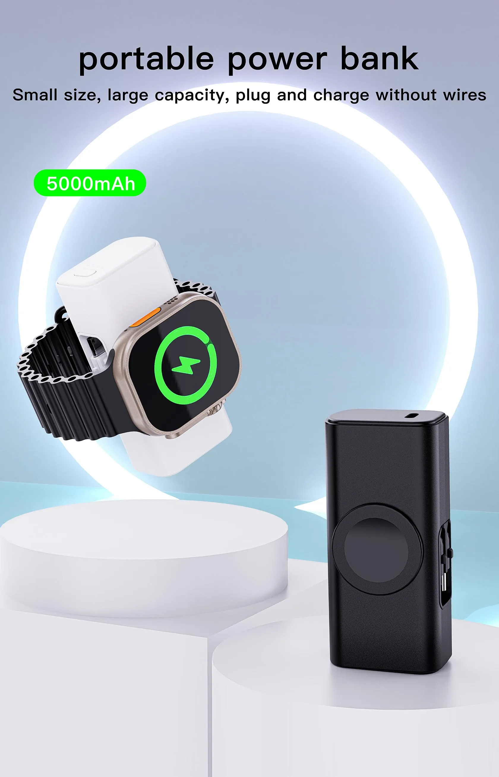 Foldable Hidden Dual Charging Port Mini Power Bank With Watch Wireless ...