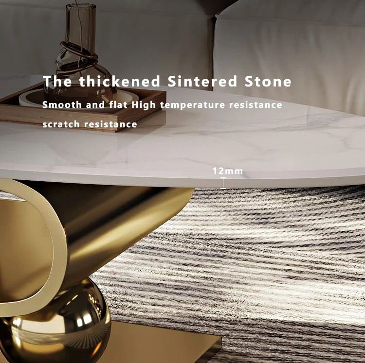 Modern Luxury Coffee Table Set with Stainless Steel Frame Marble Top ...