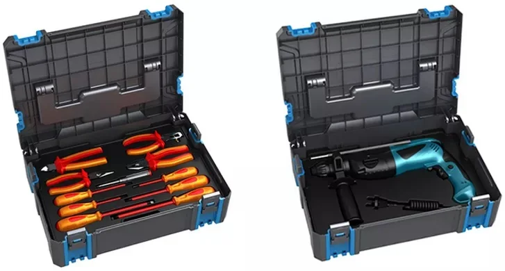 VERTAK Portable Plastic Trolley Box - Interlocking Tool Case
