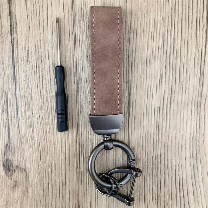 Customized Embossed Logo Suede Keychain - High Grade