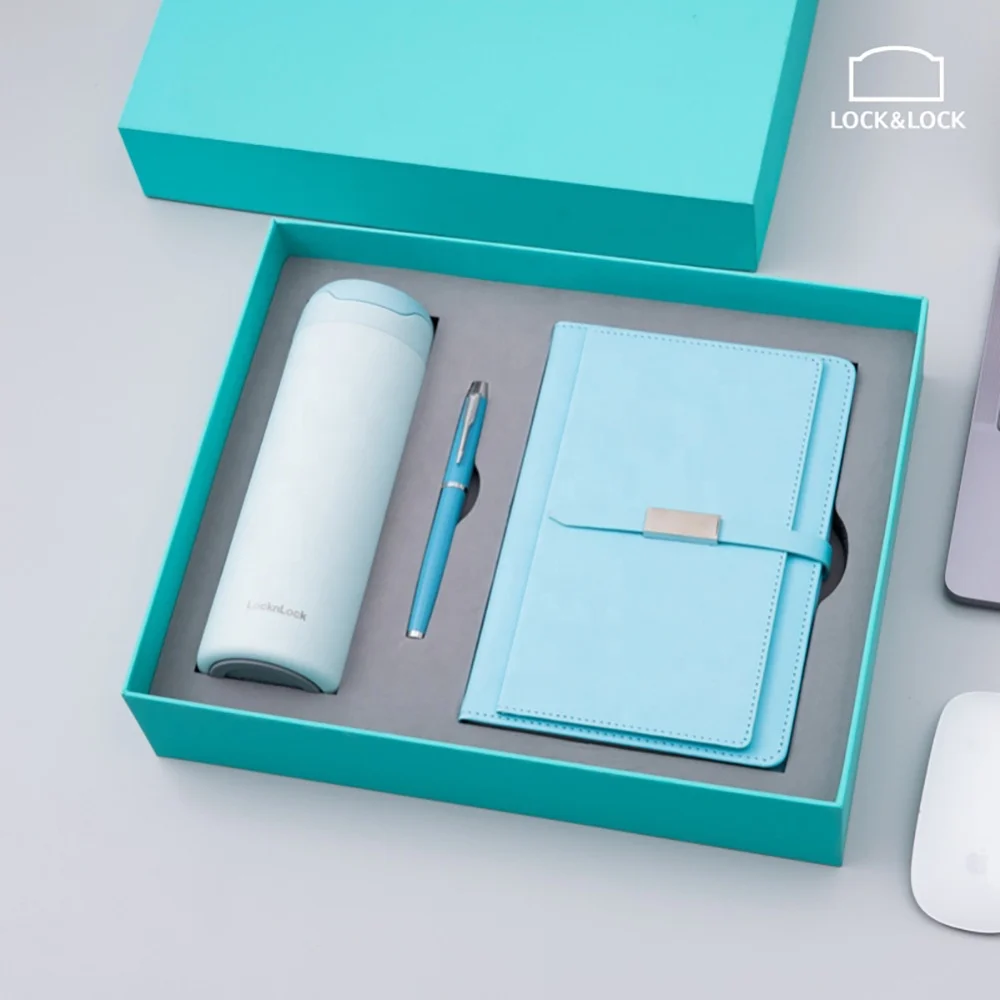 Custom Diary Luxury White PU Leather Notebook Gift Set