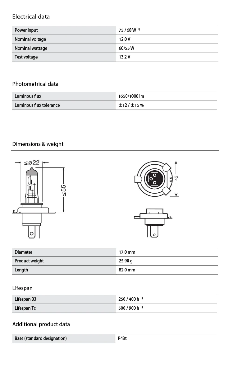 Osram H4 64193 Halogen Bulb - Reliable Signal Light