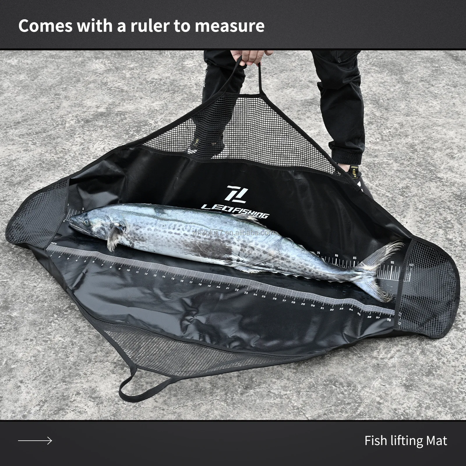 OEM PVC Black Fish Lifting Fishing Unhooking Mat Weigh & Measure Sling ...