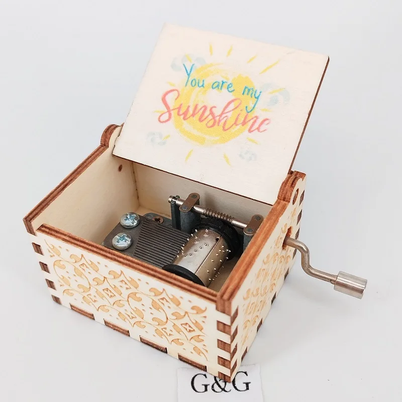 42 Designs Factory Custom Hand Crank Wooden Music Box Mini Music Box ...