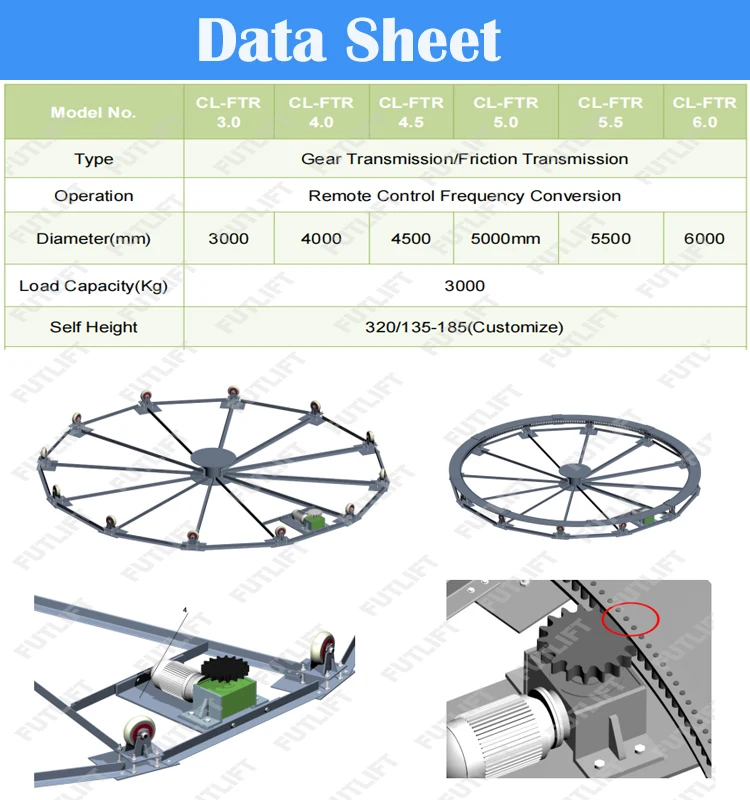 Electric Driveway Car Lift Table - 3000kg Rotating Platform
