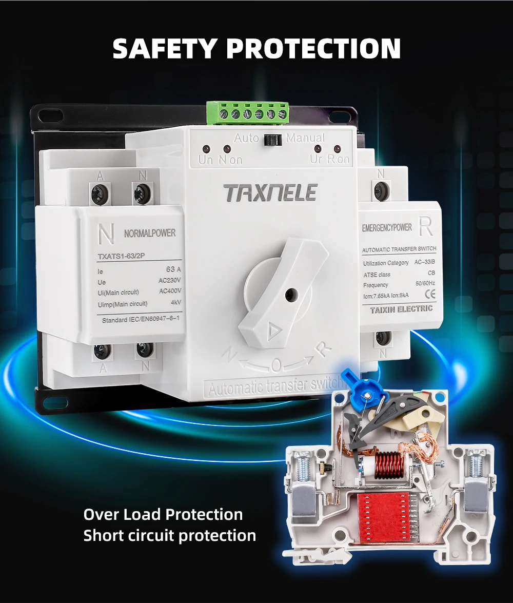 ATS Dual Power Automatic Transfer Switch - 230V 63A
