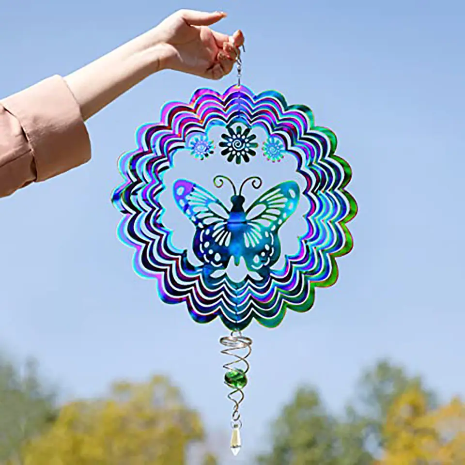 Butterfly Wind Spinner With Tail Spinner 3d Gradient Color Garden ...