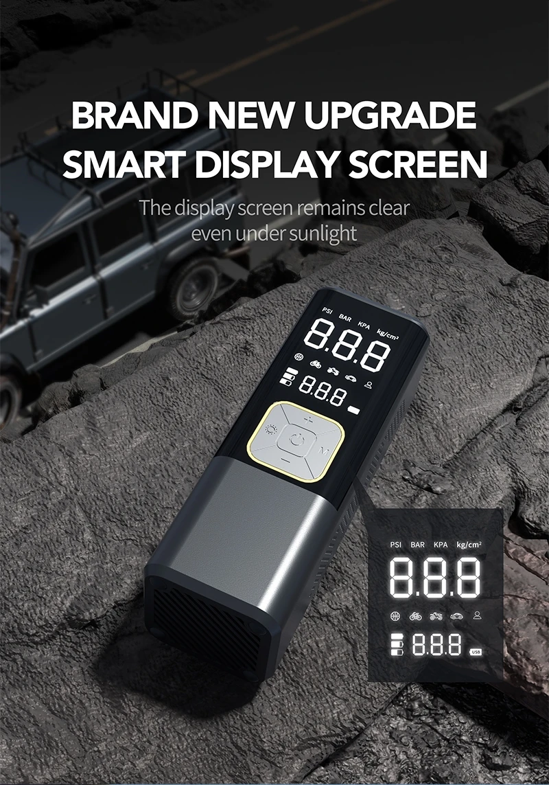 Upgrade Double Screen Portable Compressors 12V Wireless Car Inflation ...