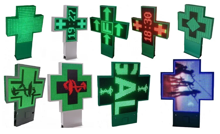 Outdoor P8 Full Color Pharmacy Cross Screen Control System Led Sign ...