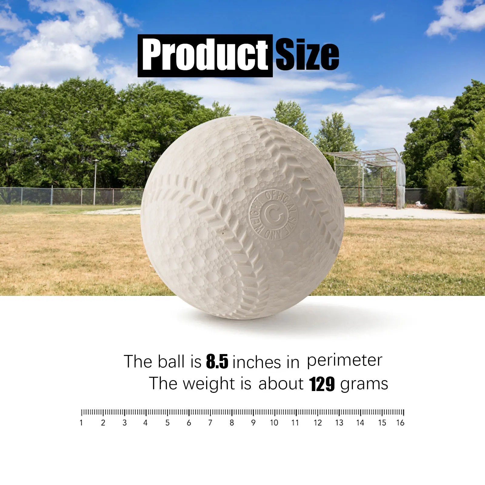 8.5-inch Baseball with Durable Rubber for Training & Competitions