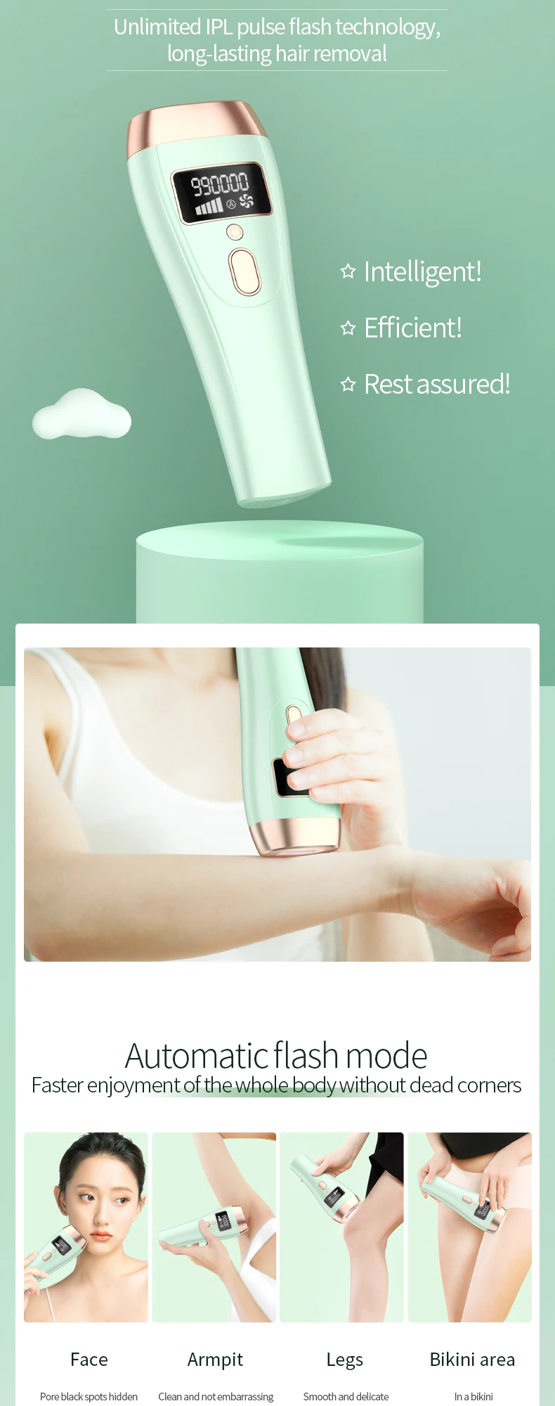 Ipl Permanent Laser Portable Home Use Hair Removal Machine For Women ...