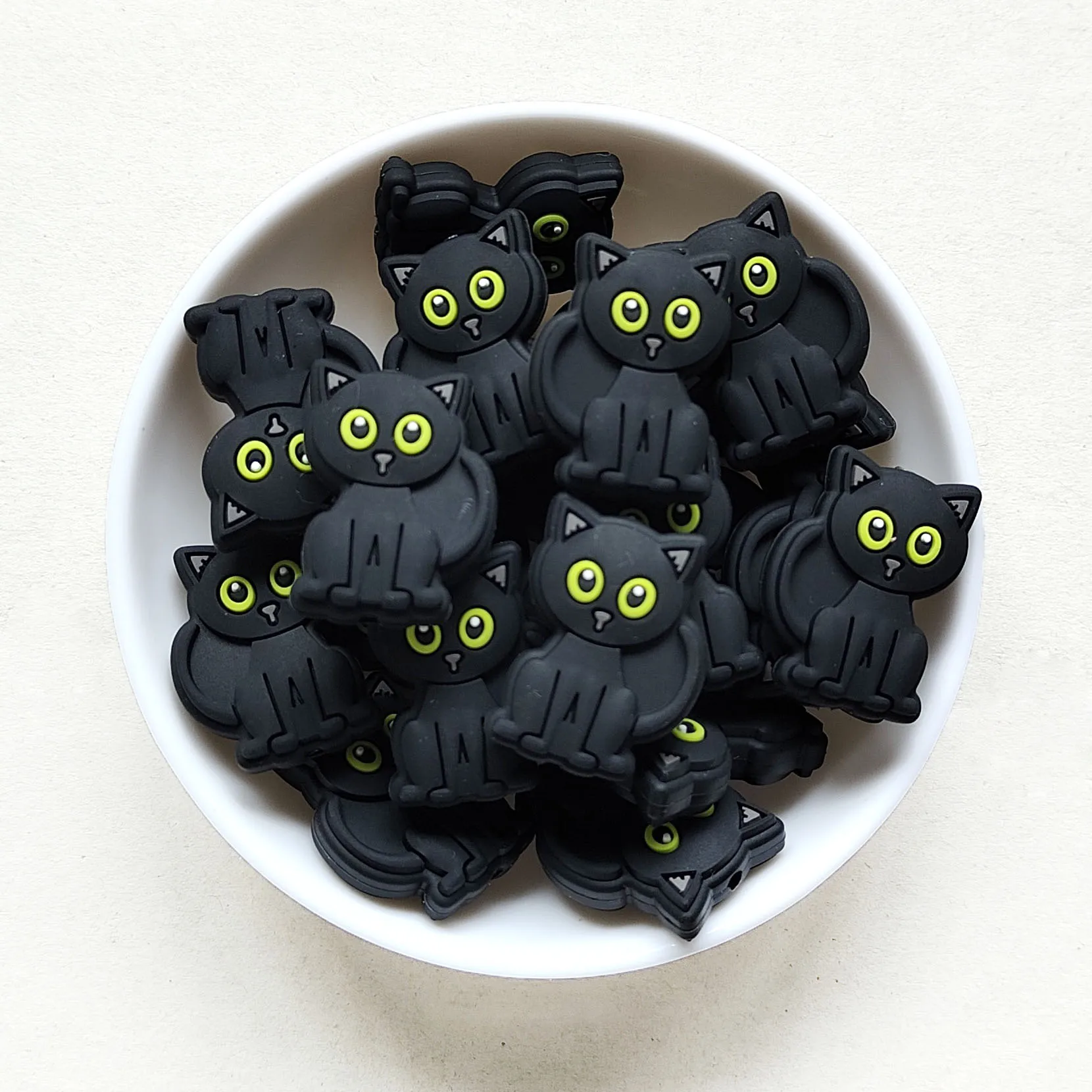 Black Cat Silicone Beads Diy Pacifier Chain Accessories Baby Teething ...