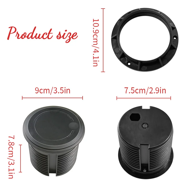 90mm Round Flush Mounted Furniture Hidden Sliding Socket