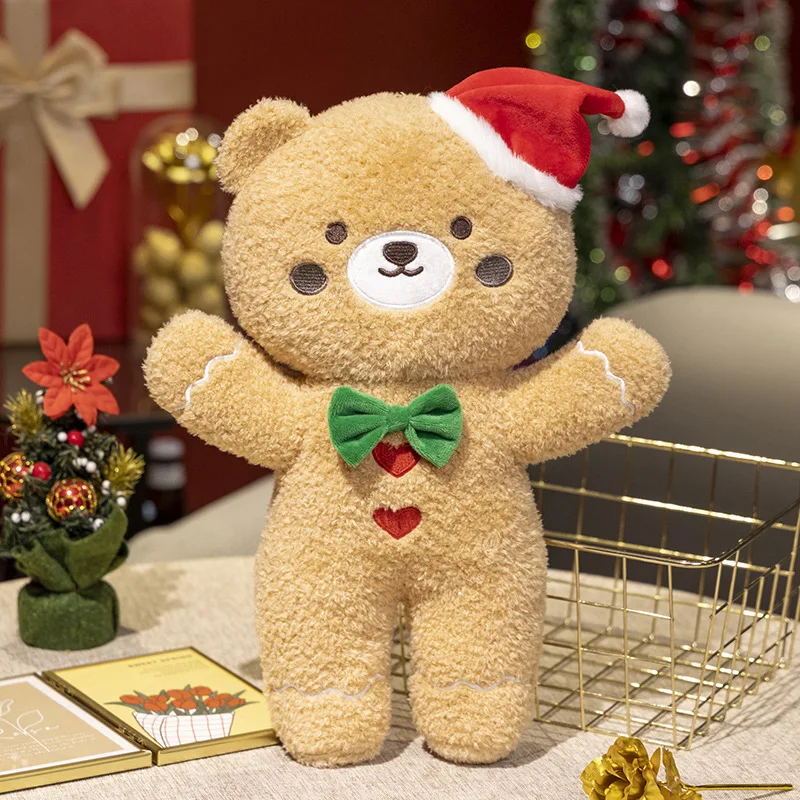 Gingerbread Man Teddy Bear Plush Toy Keychain I Love You Bow Knot Teddy ...