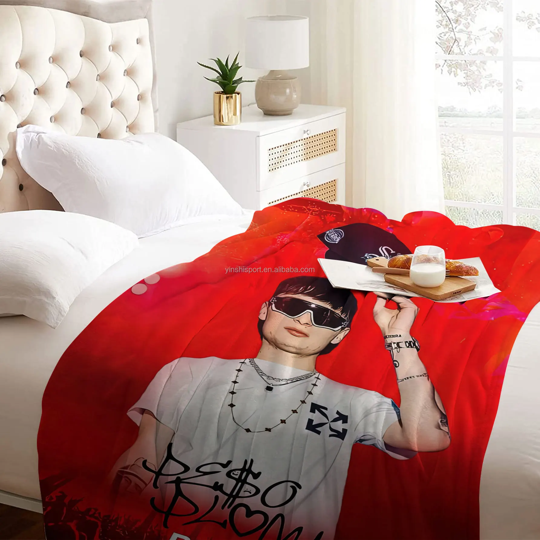 Hot Americo And Paola Jara Style Custom Sublimation Fleece Travel Throw Blanket Custom Printed ...